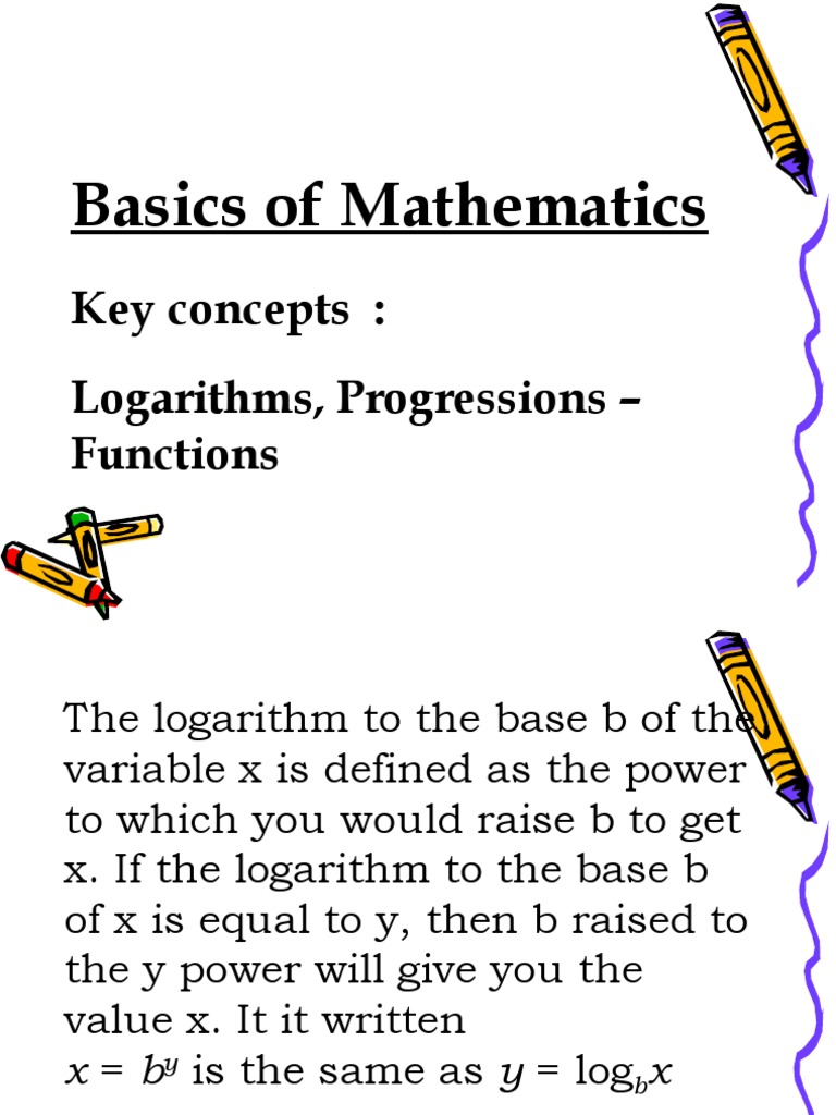 Mathematics Basics: Logarithms & Progressions | PDF | Function ...
