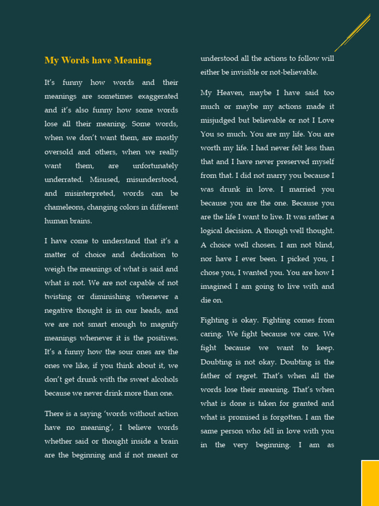 My Words Have Meaning | PDF