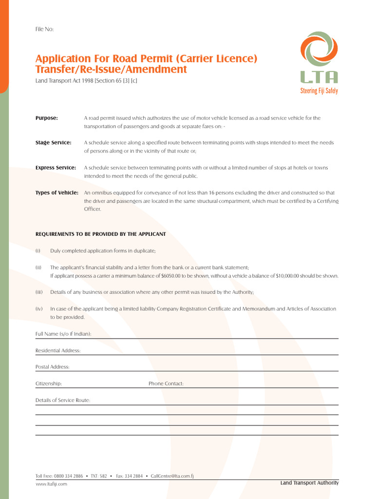 Application For Rode Permit CL | PDF