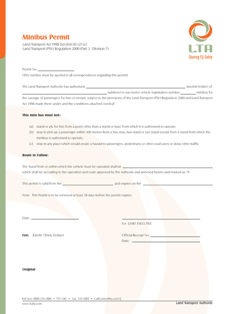 Minibus Permit Form | PDF