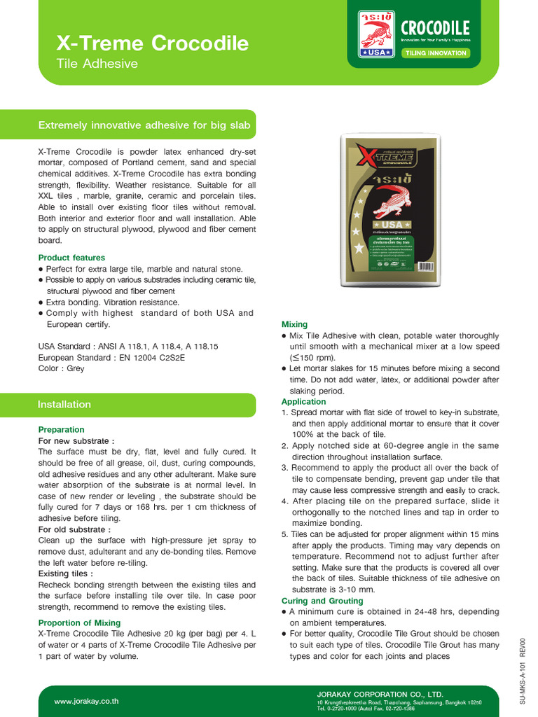X-Treme Crocodile: Tile Adhesive | PDF