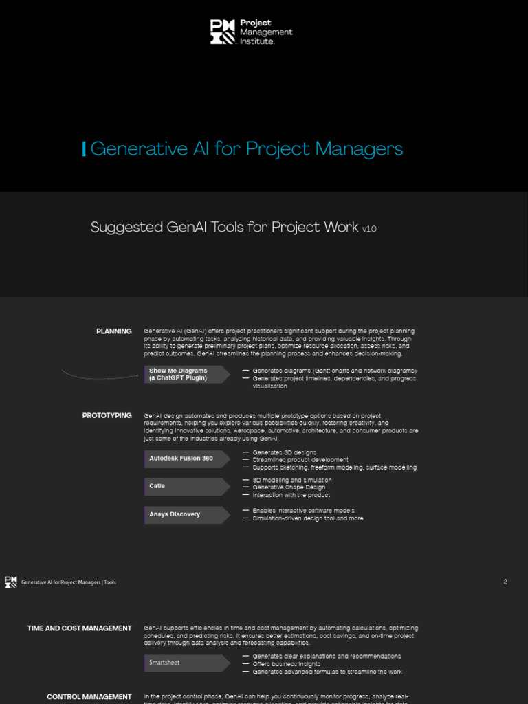 GenAI Tools For PMs 091523 | PDF | Project Management | Intelligence ...