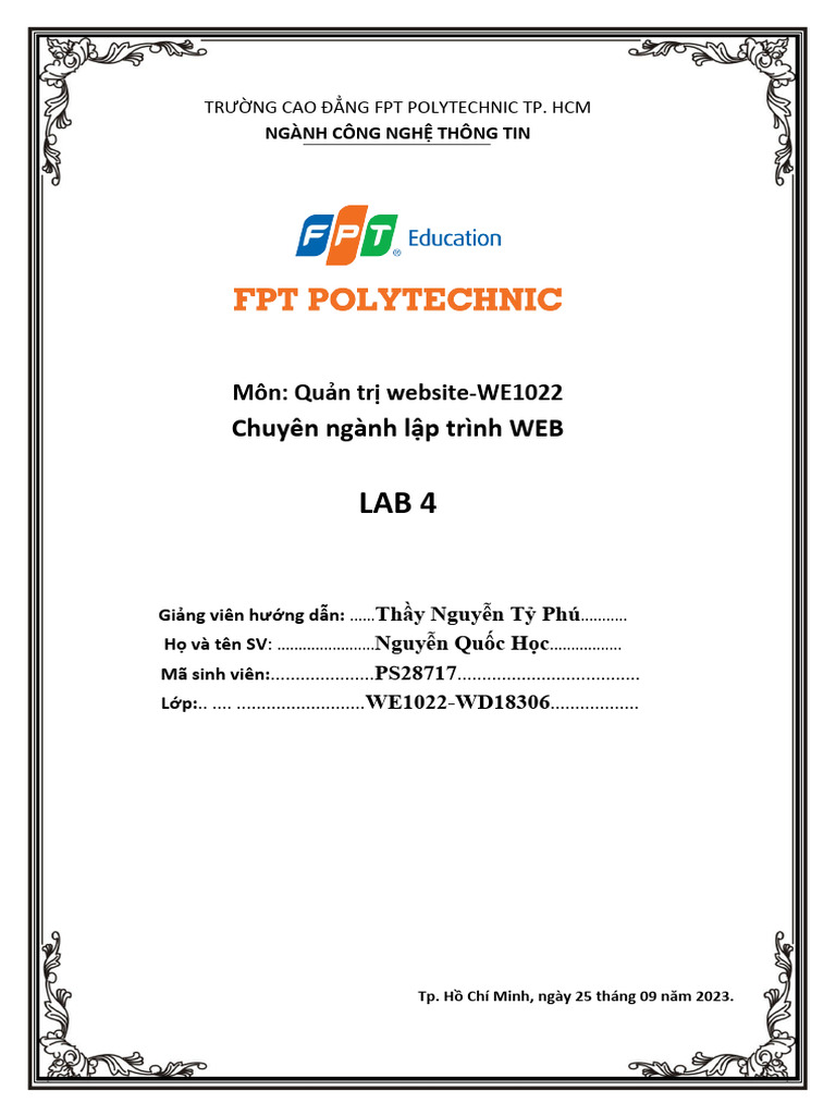 Quản Trị Web - Lab4 | PDF