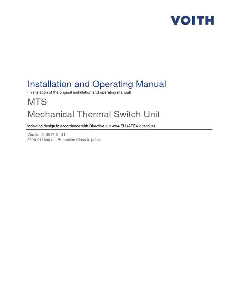 Installation and Operating Manual MTS | PDF | Switch | Safety