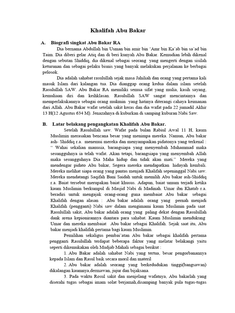 Khalifah Abu Bakar | PDF