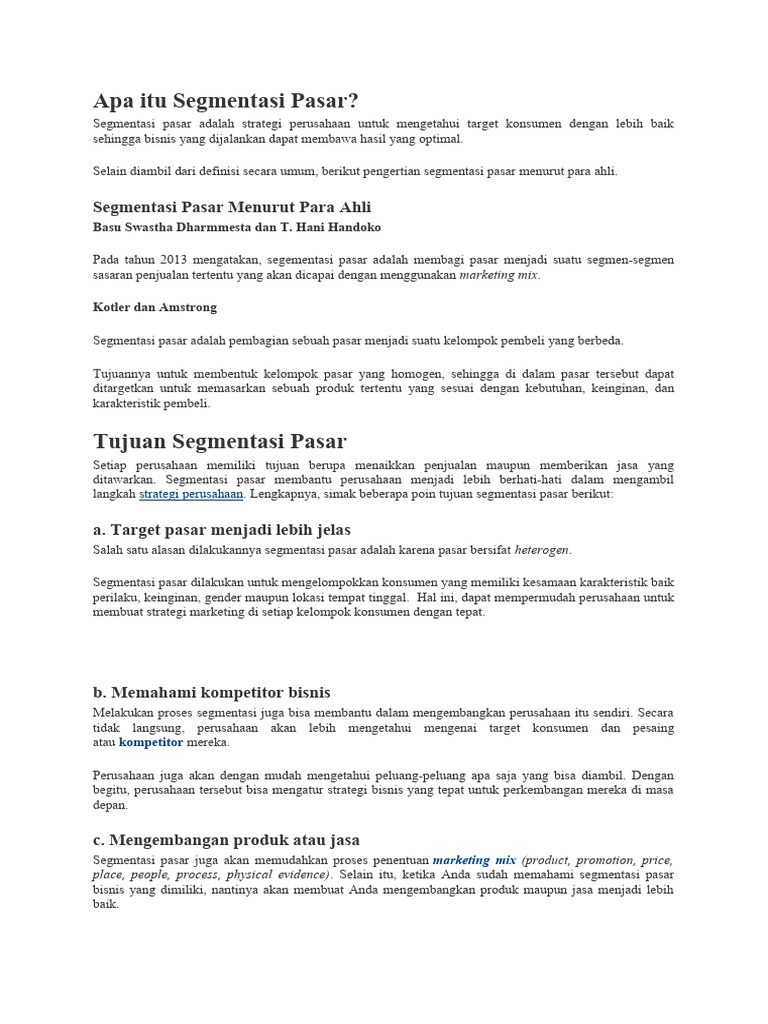 Apa Itu Segmentasi Pasar | PDF