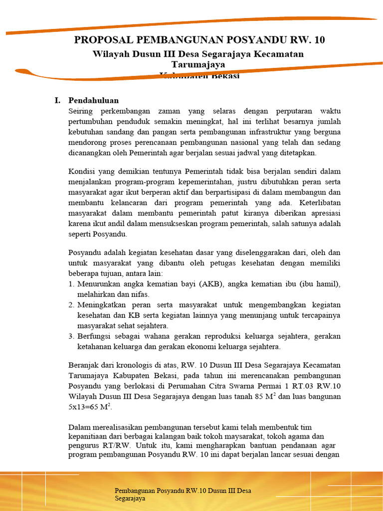 Proposal Pembangunan Posyandu | PDF