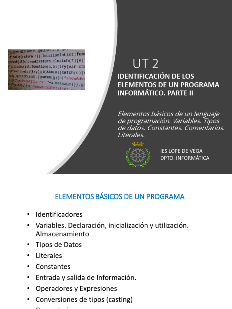 Ut2 Identificación de Los Elementos de Un Programa Informático Parte II ...