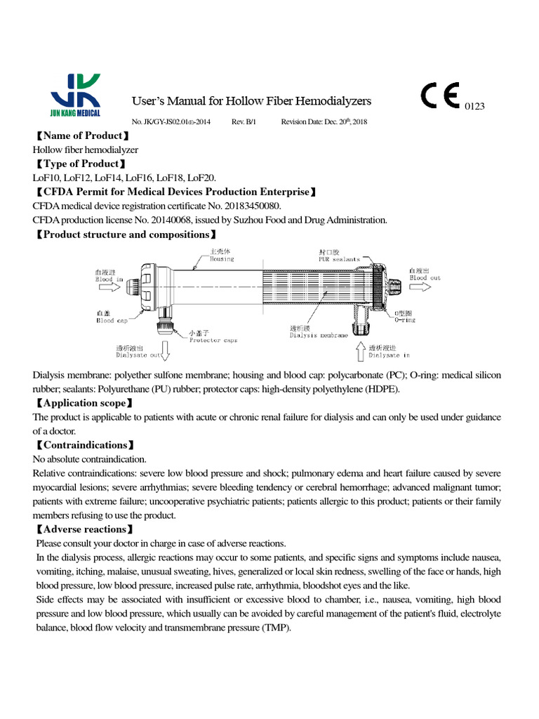 7.1 IFU Low Fulx Dialyzer | PDF