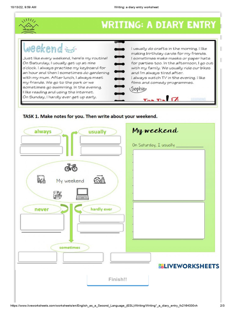 Writing - A Diary Entry Worksheet | PDF