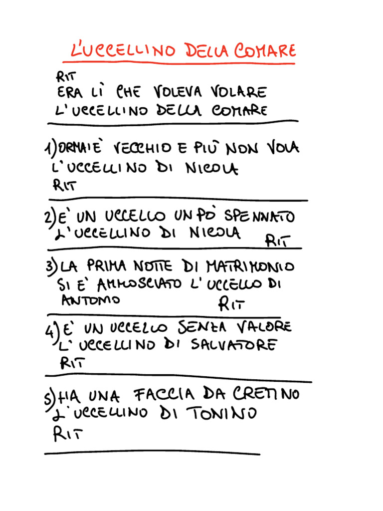 L'Uccellino Della Comare | PDF