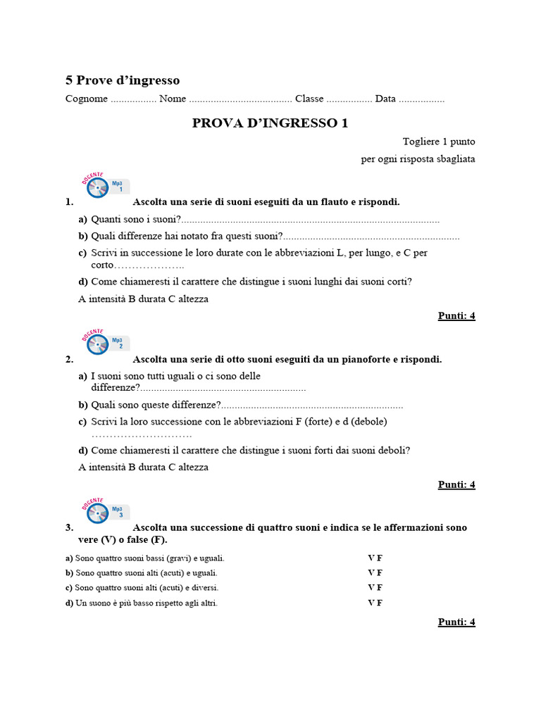Castello - Note - Prove - Ingresso - 1 2 | PDF