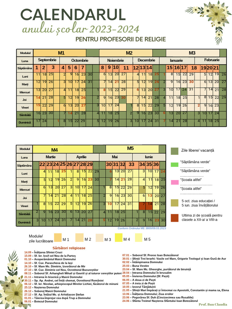 Calendar Scolar 2023-2024 | PDF
