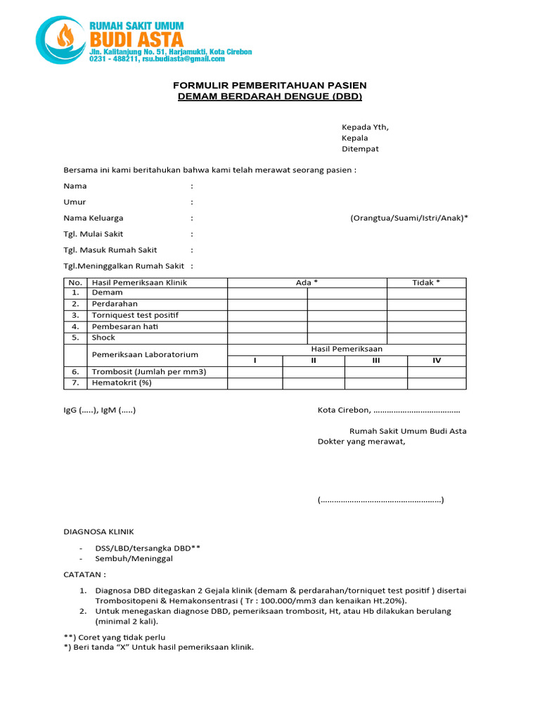 Form Pasien DBD | PDF