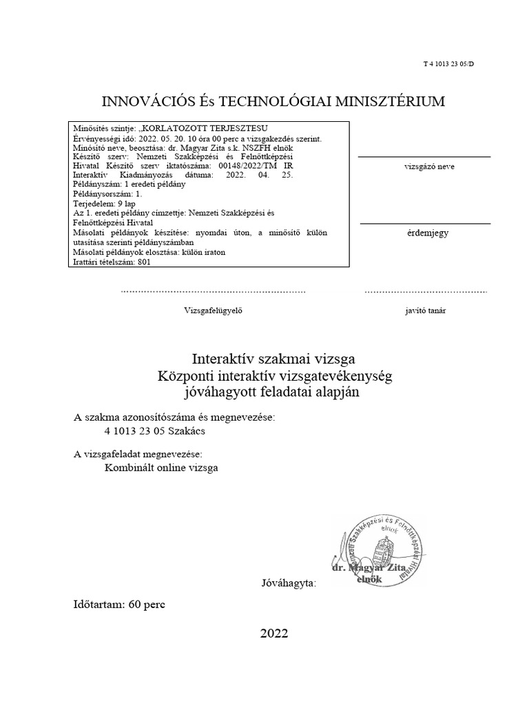 2022-Es Interaktív Szakács Vizsga | PDF