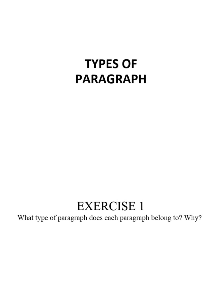 Types of Paragraph - Exercises | PDF