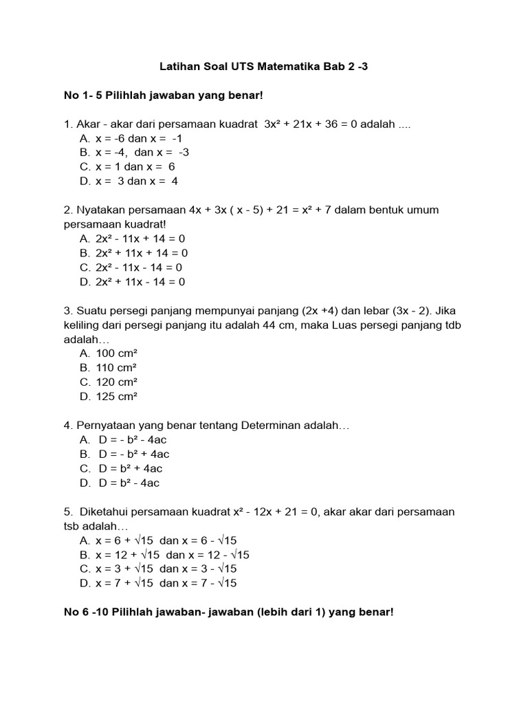 Niel. PTS Math Bab 2-3 | PDF | Metode & Bahan Ajar