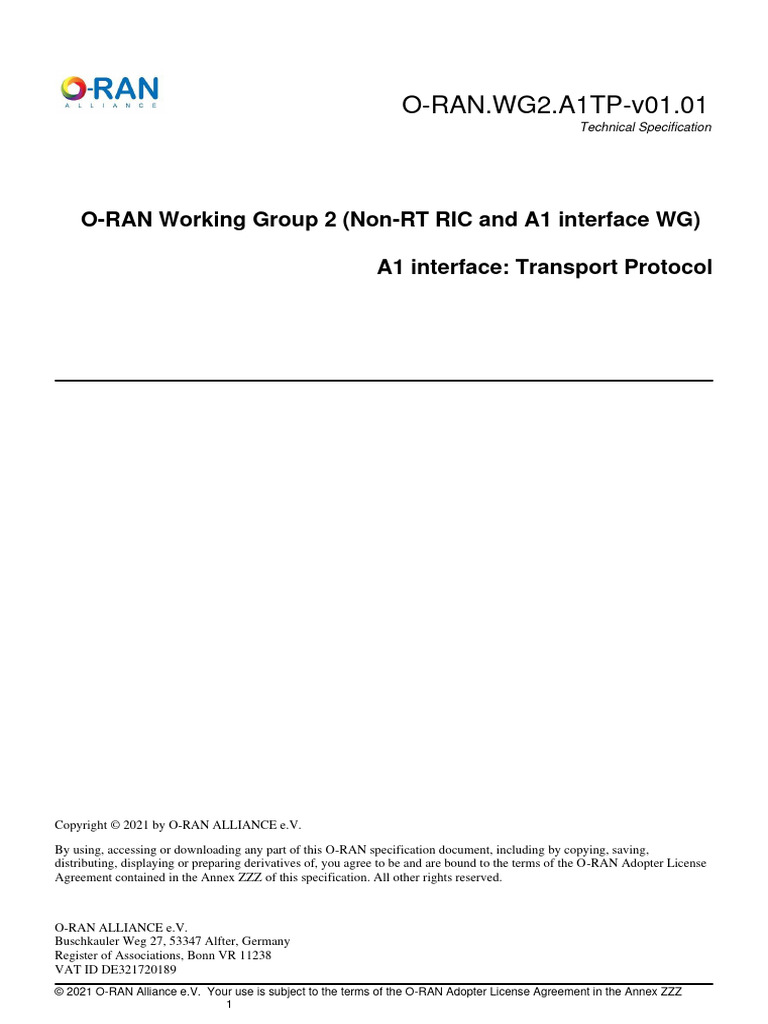 O-RAN WG2 A1TP-v01 01 | PDF