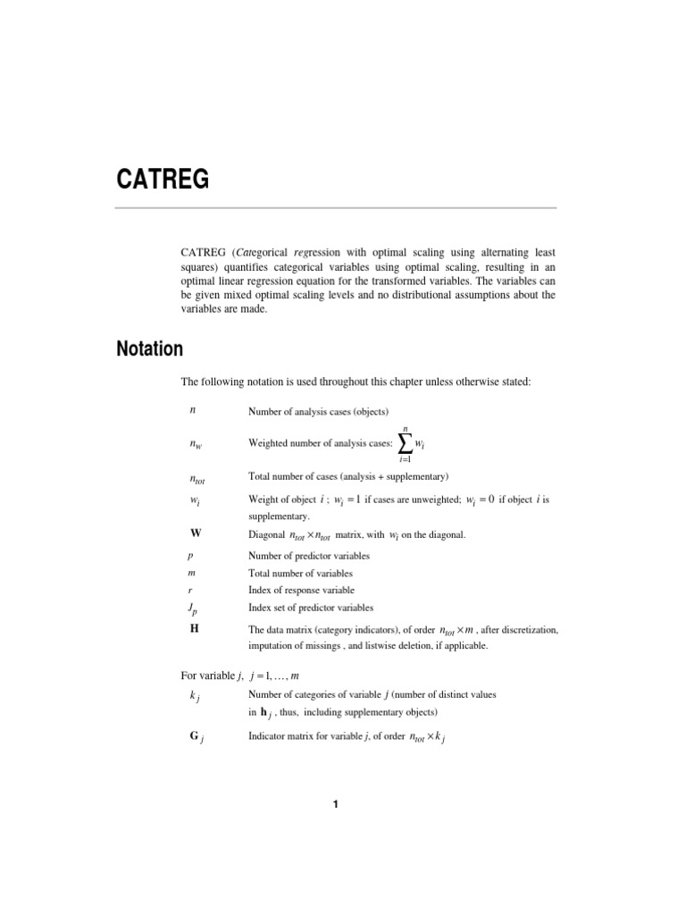 Categorical Regression with Optimal Scaling | PDF