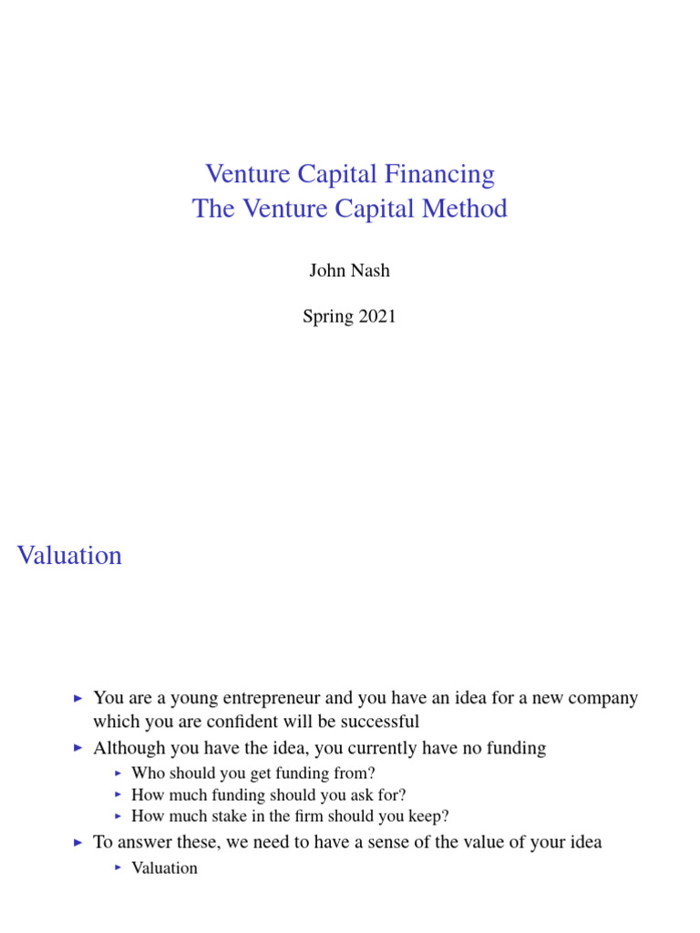 The Venture Capital Method | PDF