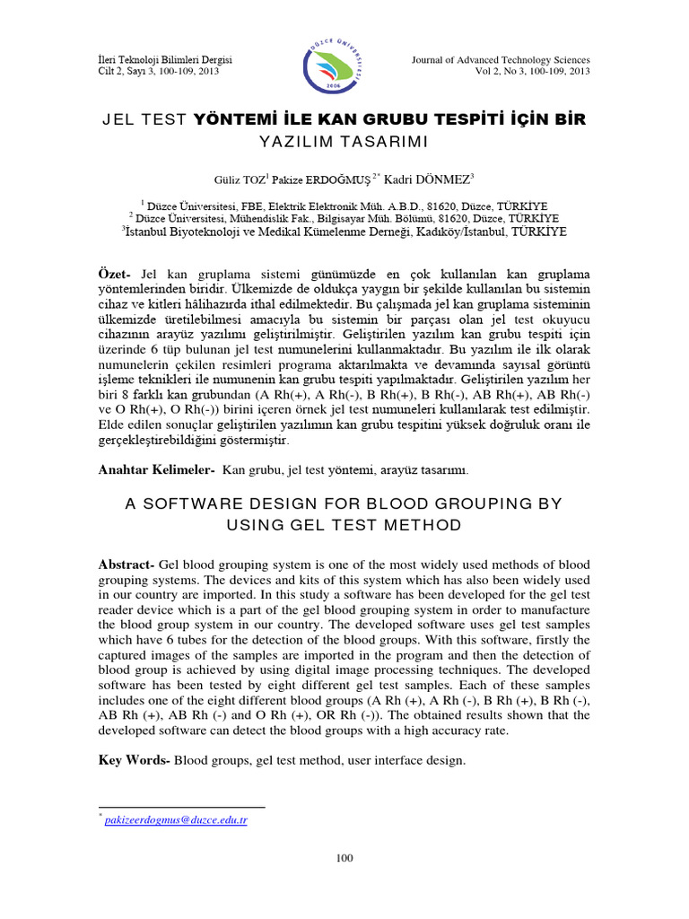 JEL TEST Y__NTEM__ __LE KAN GRUBU TESP__T__ ______N B__R YAZILIM ...