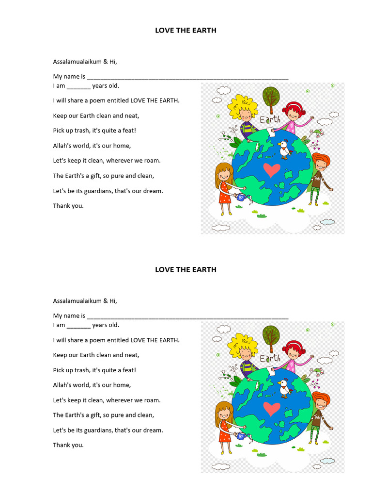 Script - LOVE THE EARTH | PDF