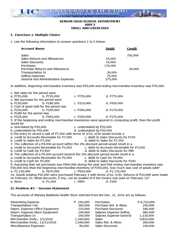 ABM2 Drills and Exercises 1 | PDF