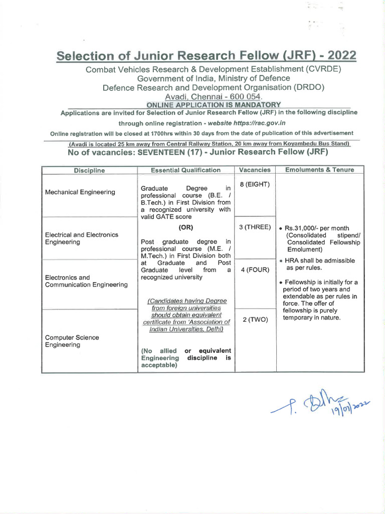 Advt Cvrde jrf2022 2 | PDF