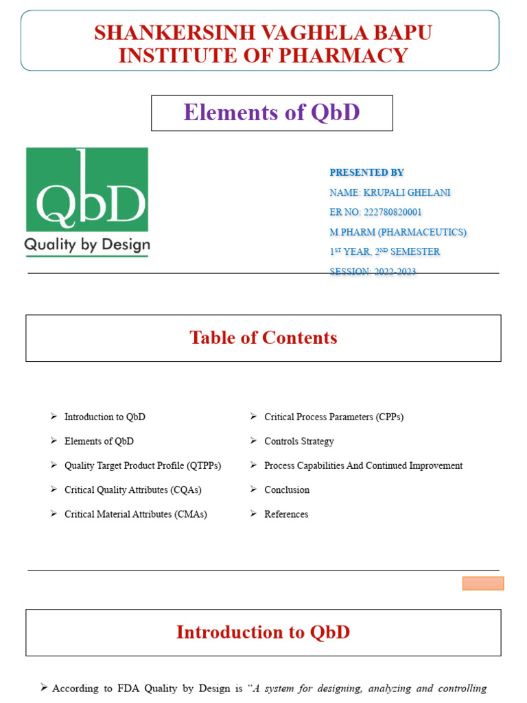 Elements of QbD | PDF