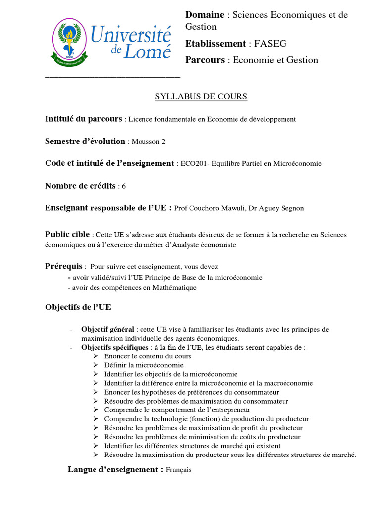 Micro 2 - Cours & TD | PDF