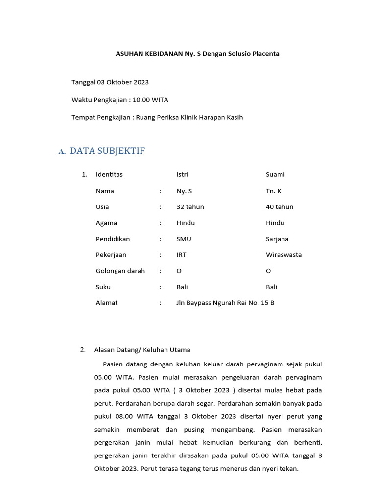 Bab 3 Soap Solusio Plasenta | PDF