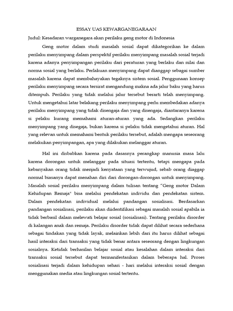 Essay Uas Kewarganegaraan | PDF