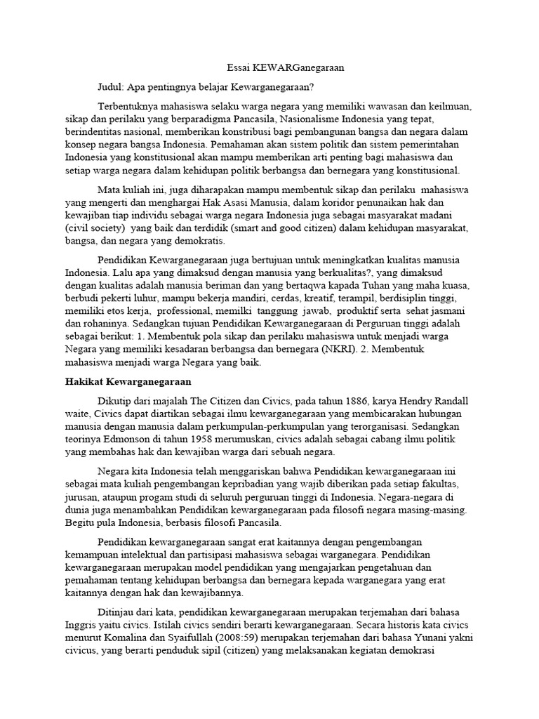 Essai Kewarganegaraa5 | PDF