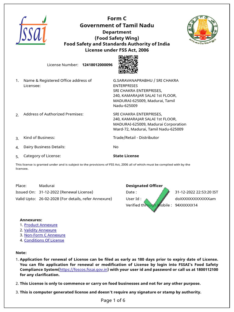 FSSAI License | PDF | Vegetable Oil | Cooking Oil