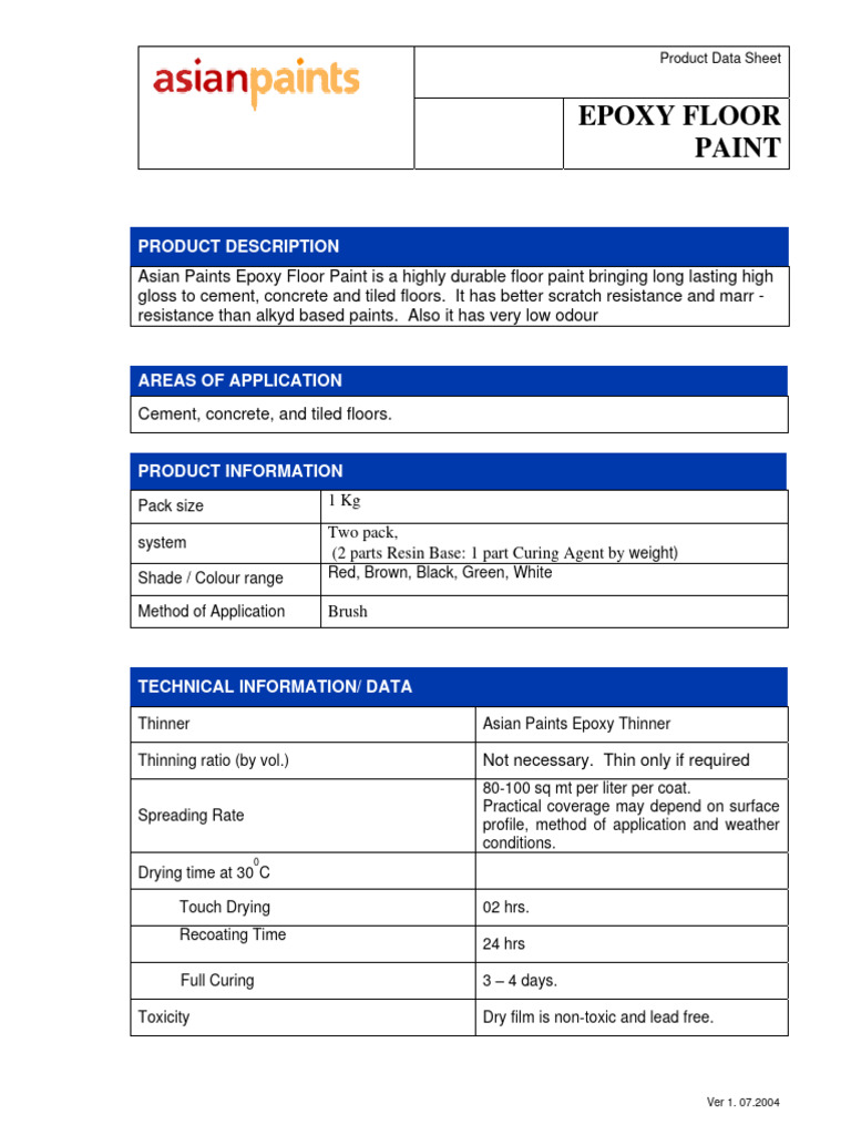 Epoxy Floor Paint - PIS | PDF