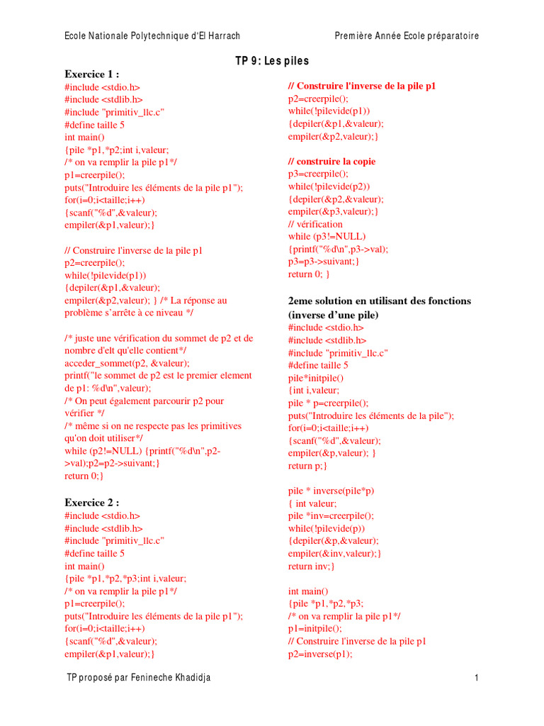 TP9-piles Corrigé | PDF