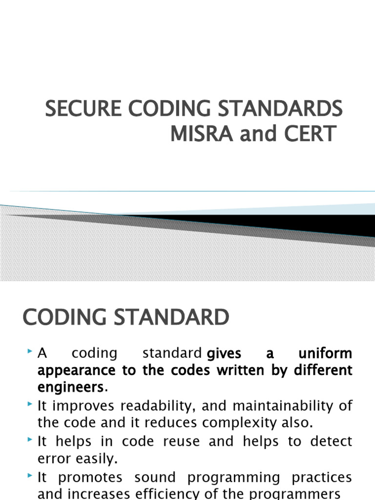 Secure Coding Standard MISRA and CERT | PDF