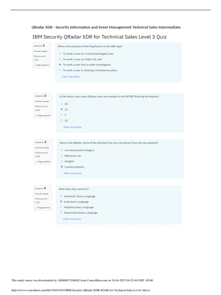 IBM Security QRadar XDR SOAR For Technical Sales Level 3 | PDF ...