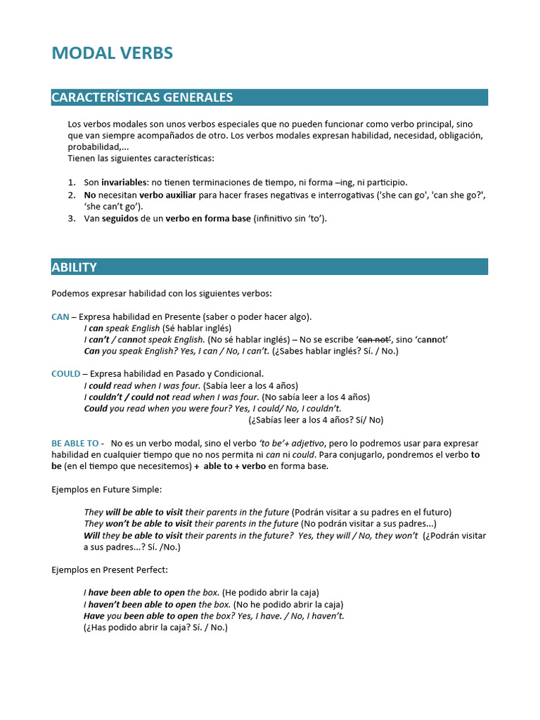 MODALS - Explanation | PDF