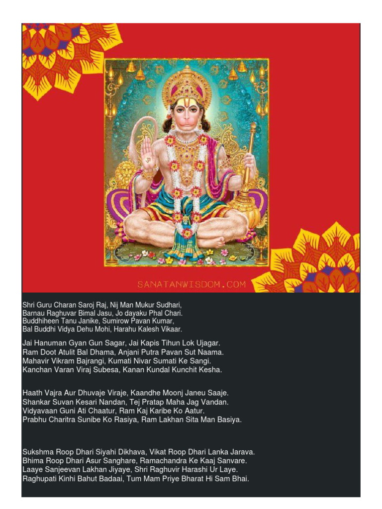Hanuman Chalisa English PDF Download | PDF | Ramayana