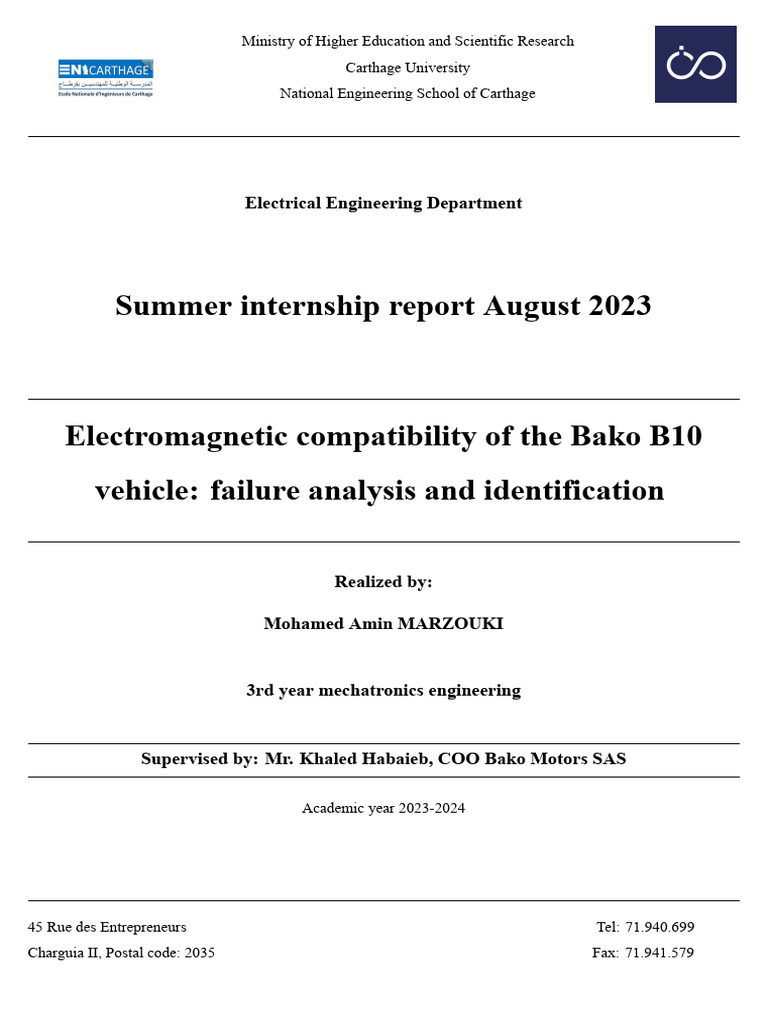 Summer Internship Report August 2023: Electrical Engineering Department ...