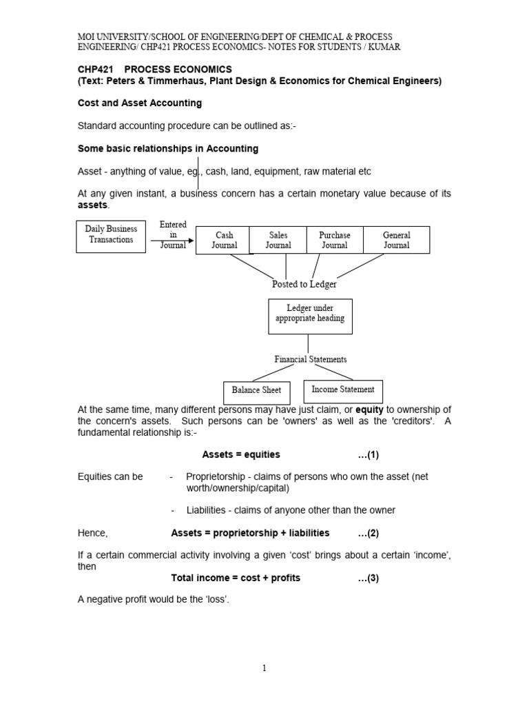 Economics For Process Engineering | PDF | Balance Sheet | Equity (Finance)