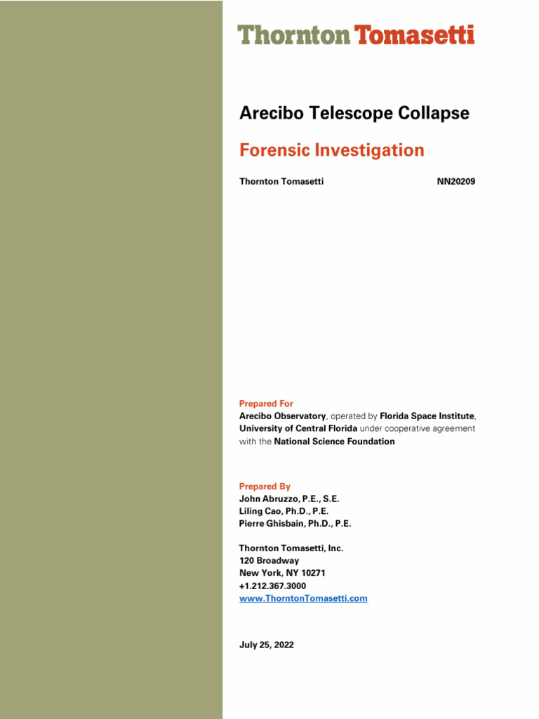 Arecibo Telescope Collapse Forensic Investigation 508c | PDF