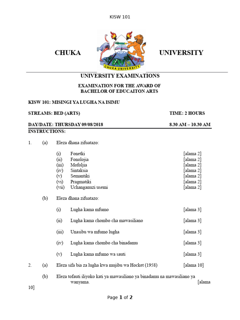 Misingi ya Kiswahili na Isimu | PDF