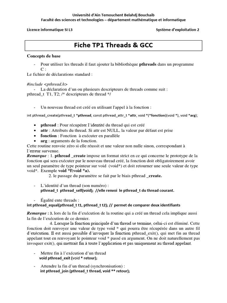 Introduction aux Threads en C avec Pthreads | PDF | Thread ...