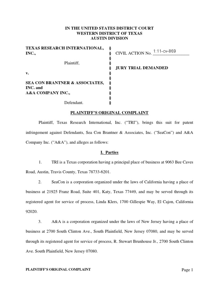 Texas Research International v. Sea Con Brantner & Associates Et. Al ...
