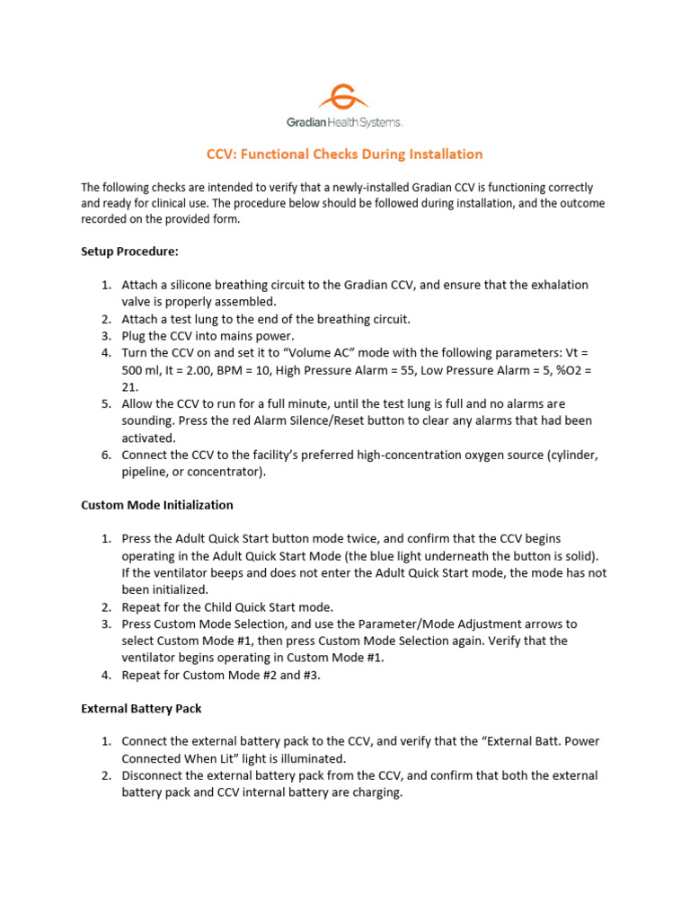 CCV FunctionalChecks | PDF | Pulmonology | Respiration