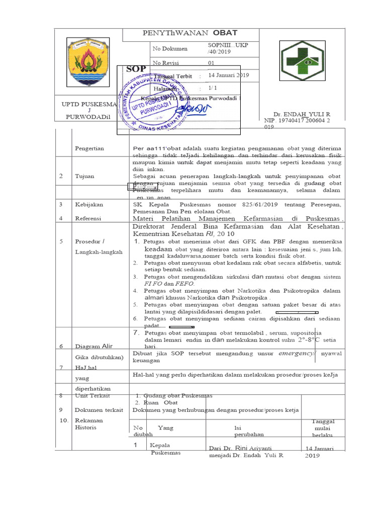 Sop Penyimpanan Obt | PDF