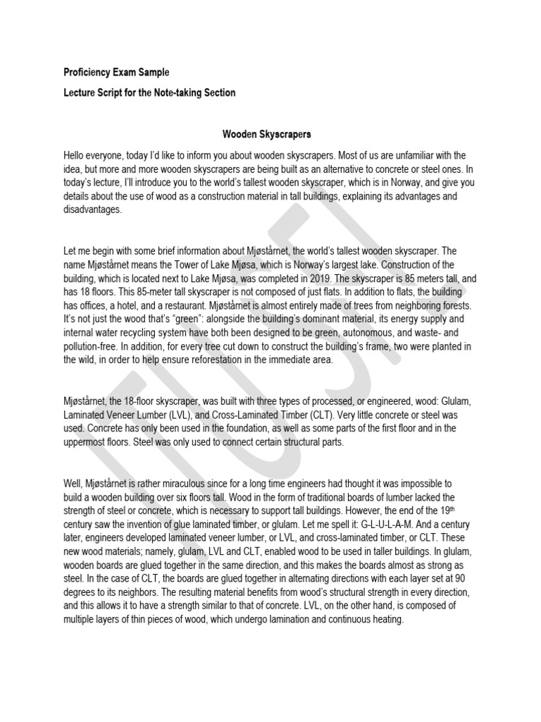 Proficiency Exam Sample Lecture Script | PDF
