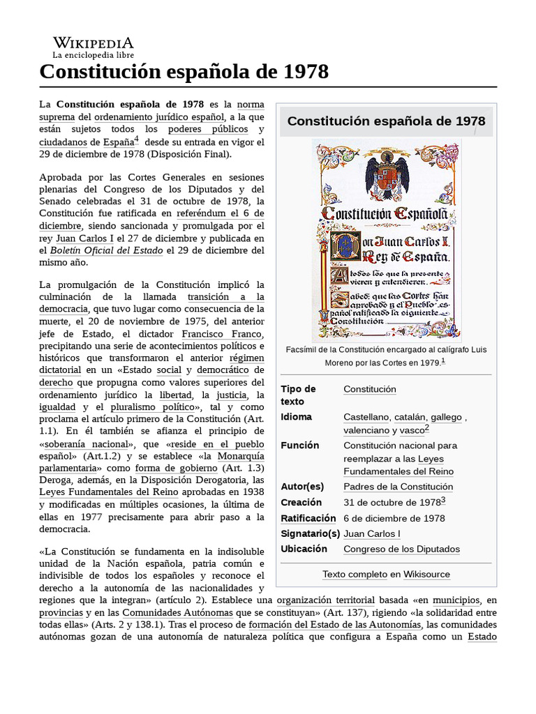 Constitución Española de 1978 | PDF